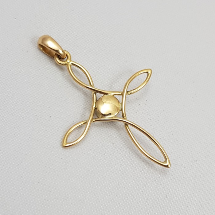 Croix or 750 millièmes Grenat de Perpignan rond. Bijou certifié IG